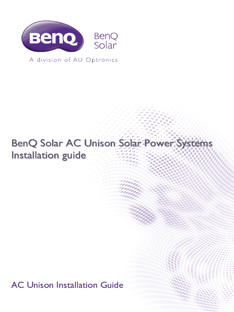 Fillable Online BenQ Solar AC Unison Solar Power Systems Installation ...