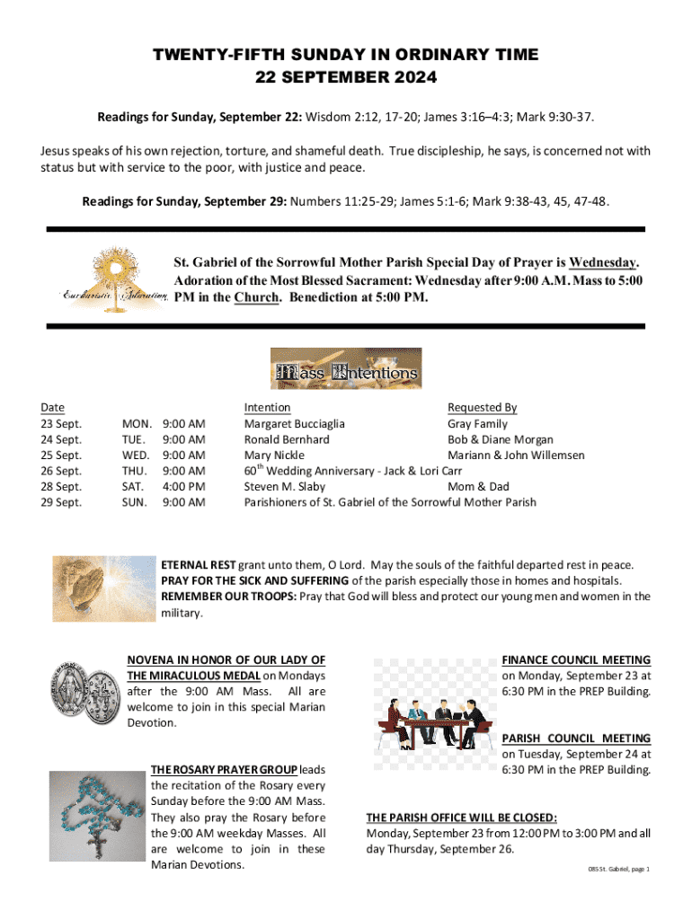 Fillable Online Twenty-fifth Sunday in Ordinary Time - Daily Readings ...