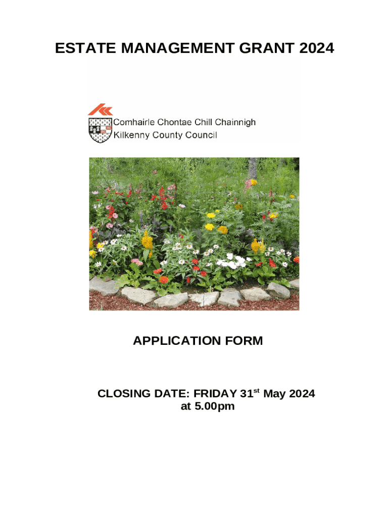 Estate Management Grant Application Doc Template | pdfFiller