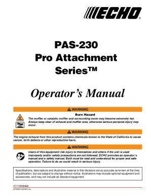 Fillable Online Echo Pas-230 Operator’s Manual - Pro Attachment Series (2014) Fax Email Print ...