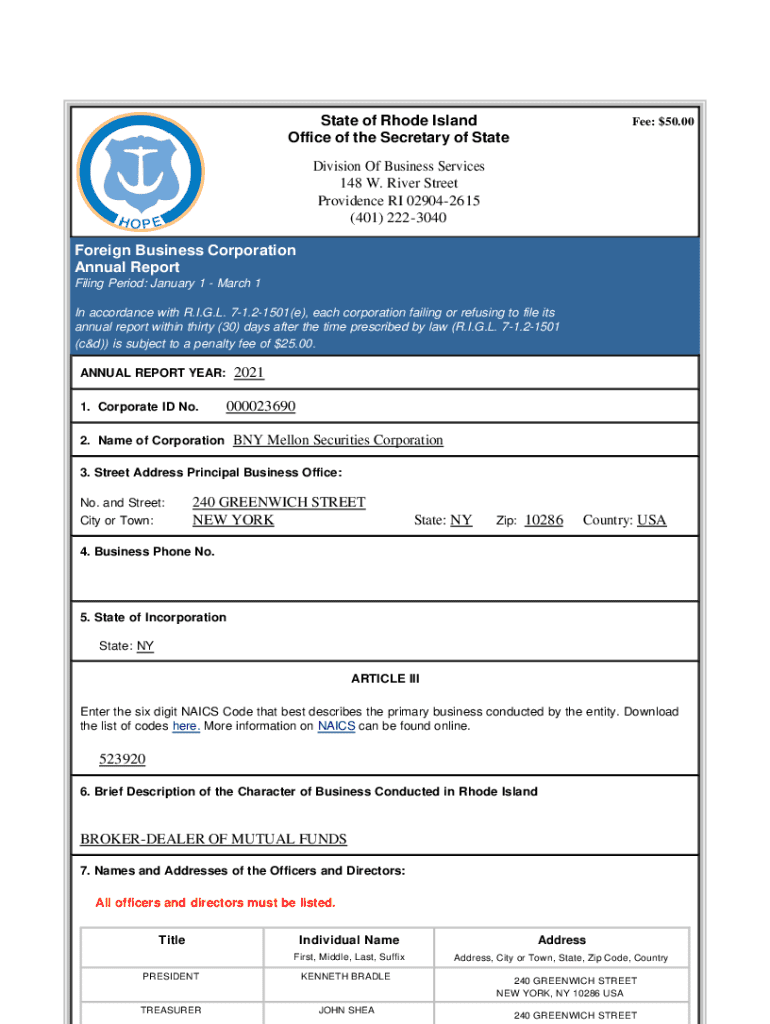 Fillable Online annual report within thirty (30) days after the time prescribed by law (R Fax ...