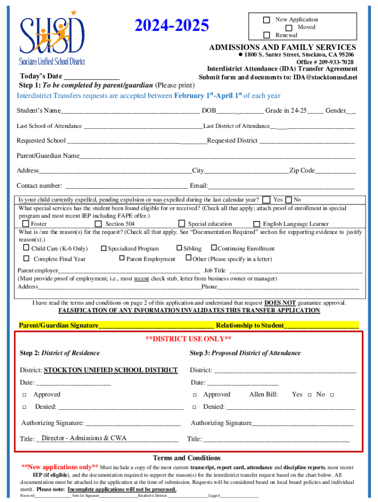 Fillable Online INTERDISTRICT TRANSFER APPLICATION FOR ... Fax Email ...