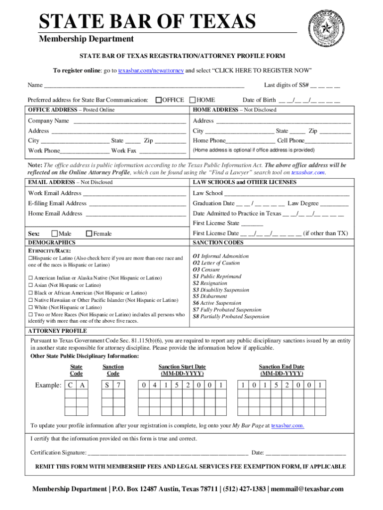 Fillable Online New Attorney Registration Form 2024 a Fax Email Print ...