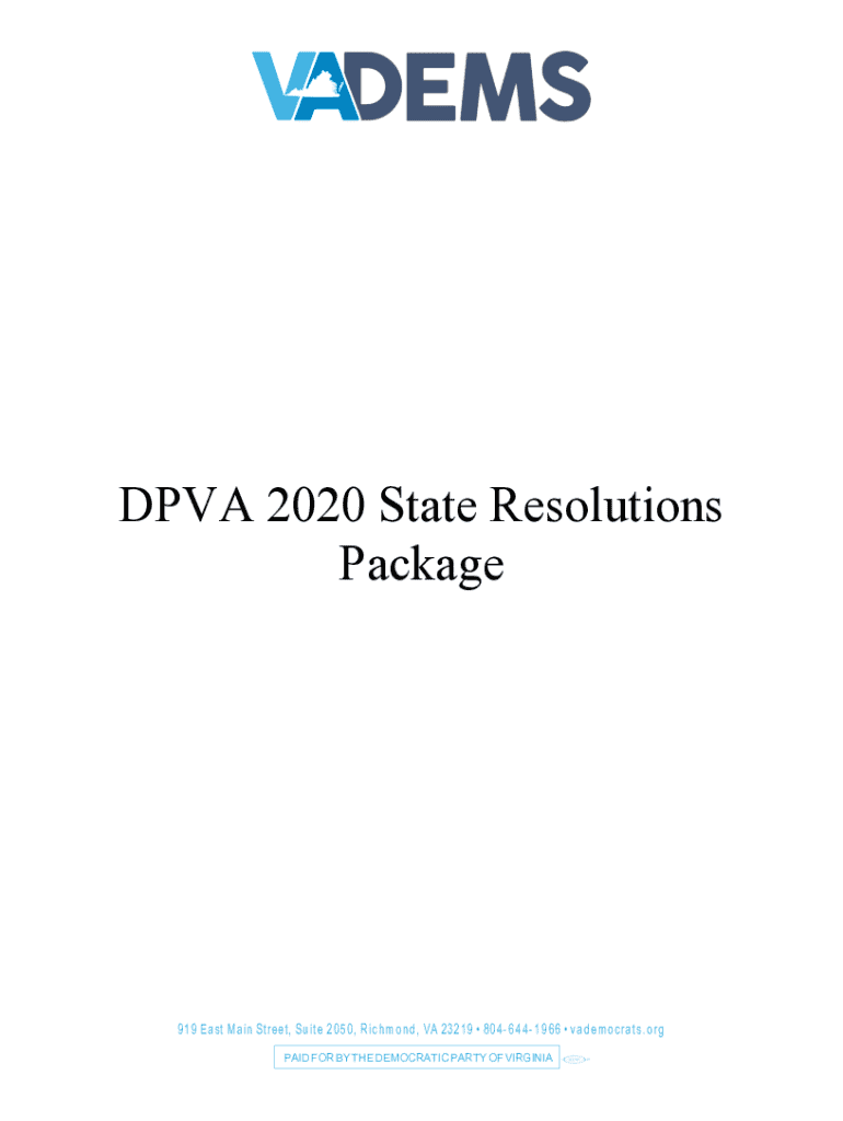 Fillable Online 2020 Virginia Democratic Party Resolutions: Policy ...