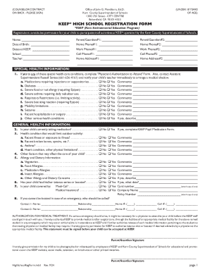 Fillable Online Keep High School Registration Form 2023 | Kern County ...