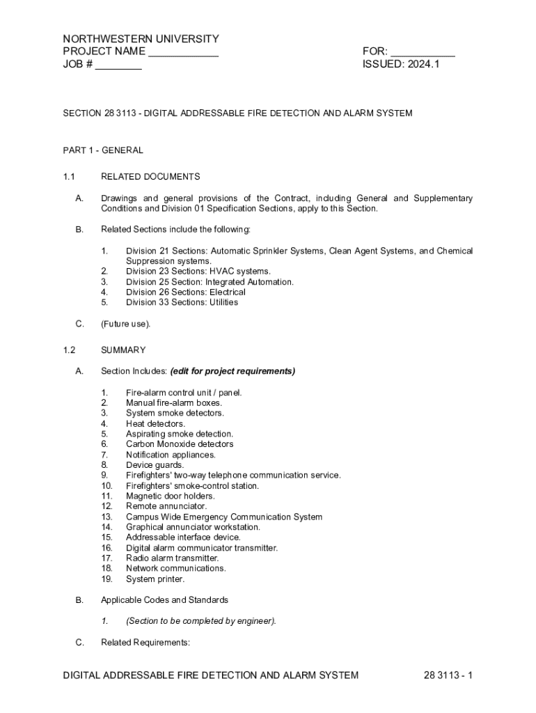 Fillable Online SECTION 28 3113 - DIGITAL ADDRESSABLE FIRE DETECTION ...