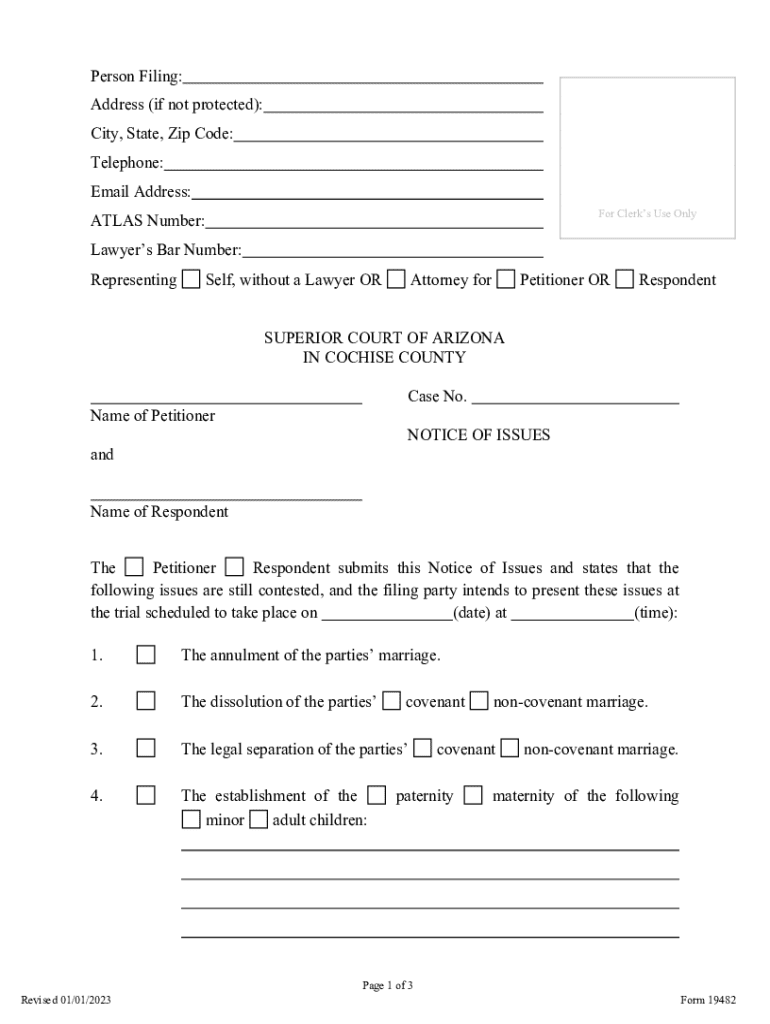 Fillable Online Information and instructions for completing a Notice of Issues and Pretrial ...