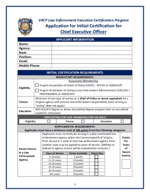 Fillable Online Virginia Law Enforcement Executive Certification ...