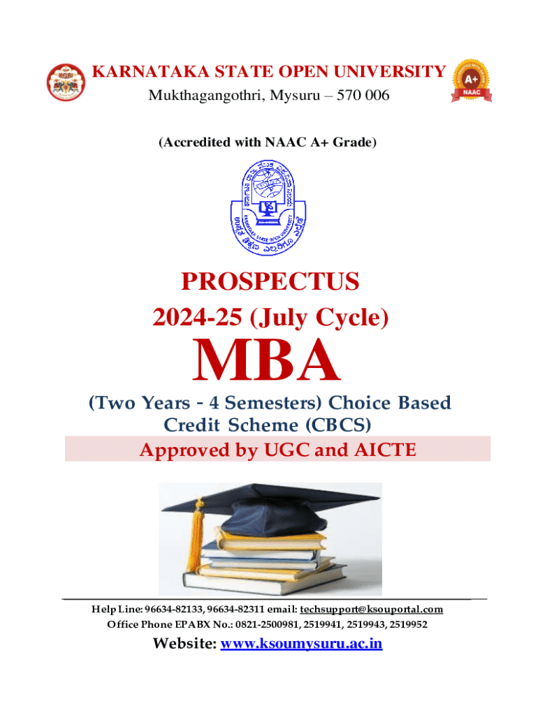 Fillable Online Karnataka State Open University Mba Prospectus 2024-25 Fax Email Print - pdfFiller