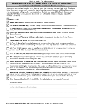 Fillable Online Army Emergency Relief Financial Assistance Application ...