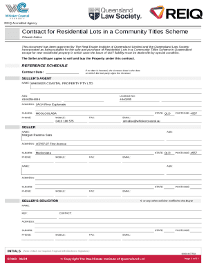 Fillable Online Reiq Residential Lots Contract 2024 - Queensland Real Estate Fax Email Print ...