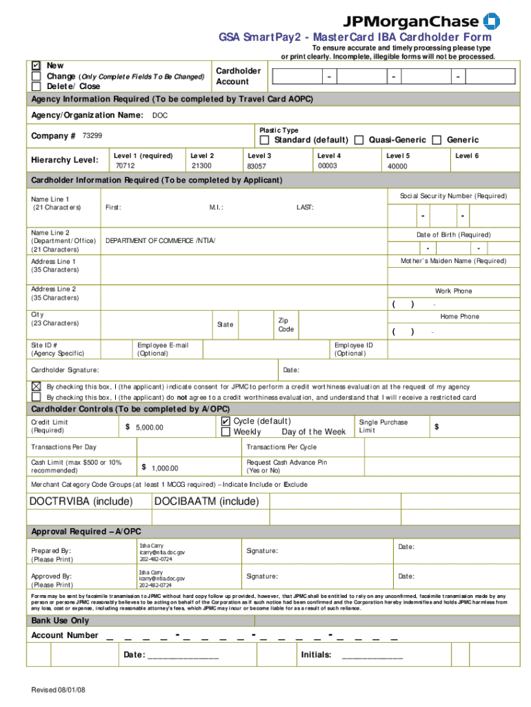 Fillable Online Instructions for Completing a Travel IBA Card Account ...