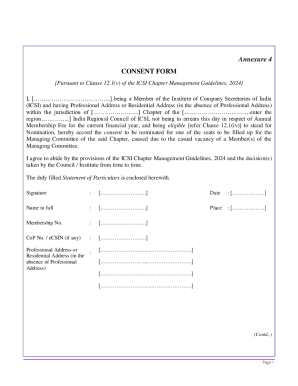 Fillable Online Icsi Chapter Management Consent Form 2024 Fax Email Print - pdfFiller