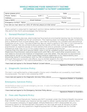 Fillable Online Food Sensitivity Testing Consent Agreement 2023 Fax ...