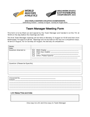 Fillable Online 2024 World Masters Athletics Championships Team Manager ...