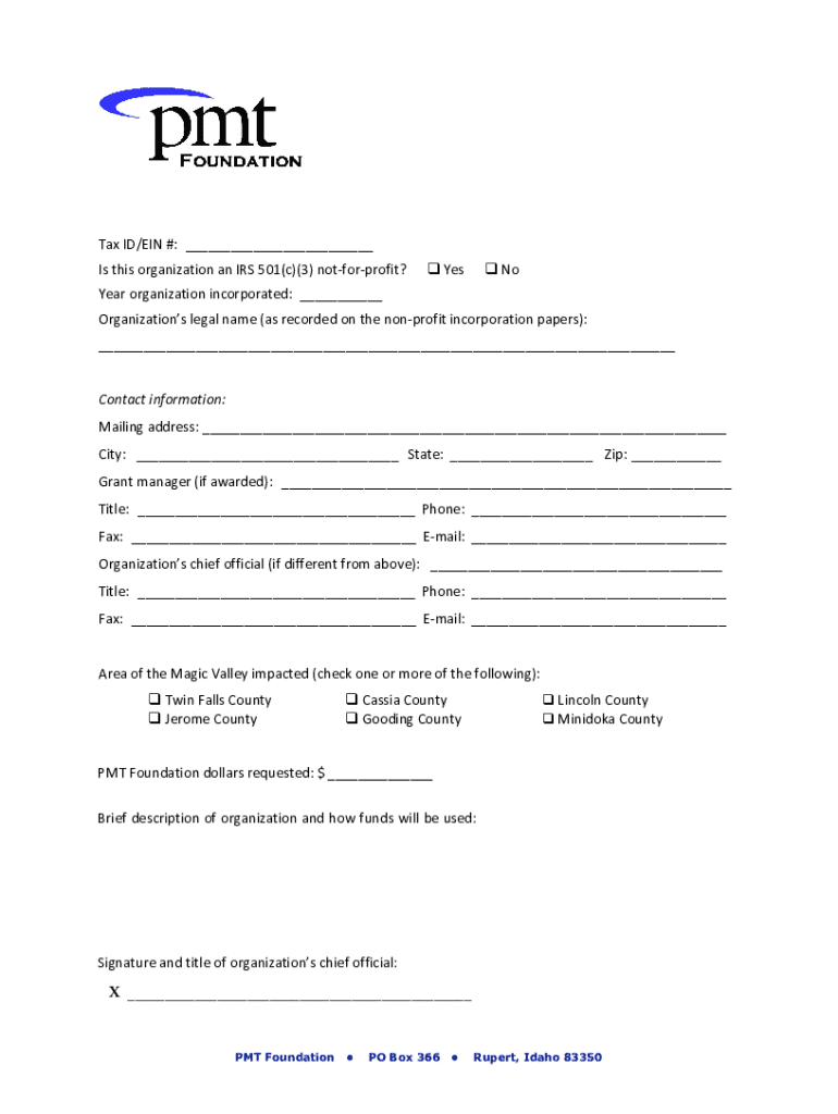 Fillable Online Pmt Foundation Grant Application Instructions 2021 Fax Email Print - pdfFiller