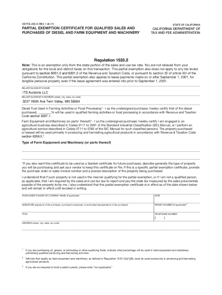 Fillable Online PARTIAL EXEMPTION CERTIFICATE FOR QUALIFIED SALES AND ...