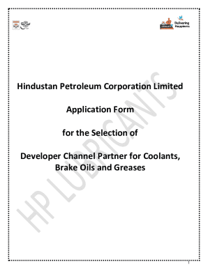 Fillable Online Hpcl Developer Channel Partner Application Form 2023 for Coolants, Brake Oils ...