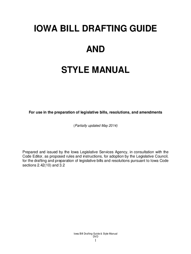 Fillable Online Iowa Bill Drafting Guide & Style Manual 2014 Fax Email ...
