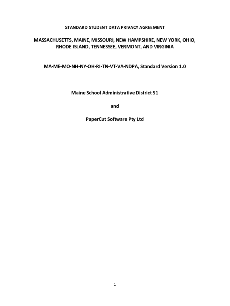 Fillable Online Student Data Privacy Agreement 2024: Protecting Student ...