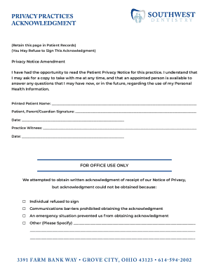 Fillable Online 2023 Patient Privacy Practices Acknowledgment Form Fax ...