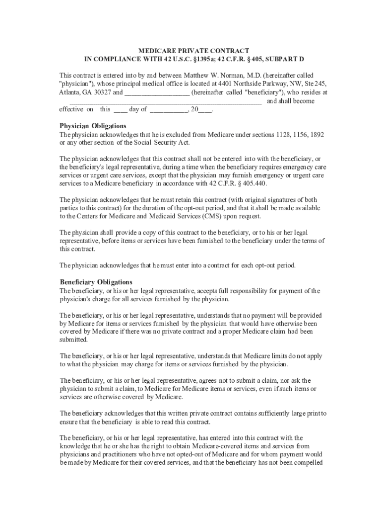 Fillable Online Medicare Private Contract 2023 - Physician and ...
