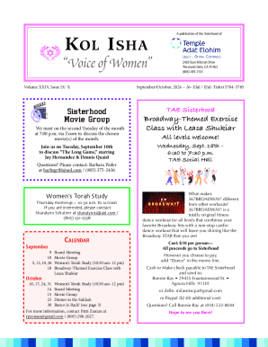 Fillable Online Kol Isha: Voice of Women - September/october 2024 ...