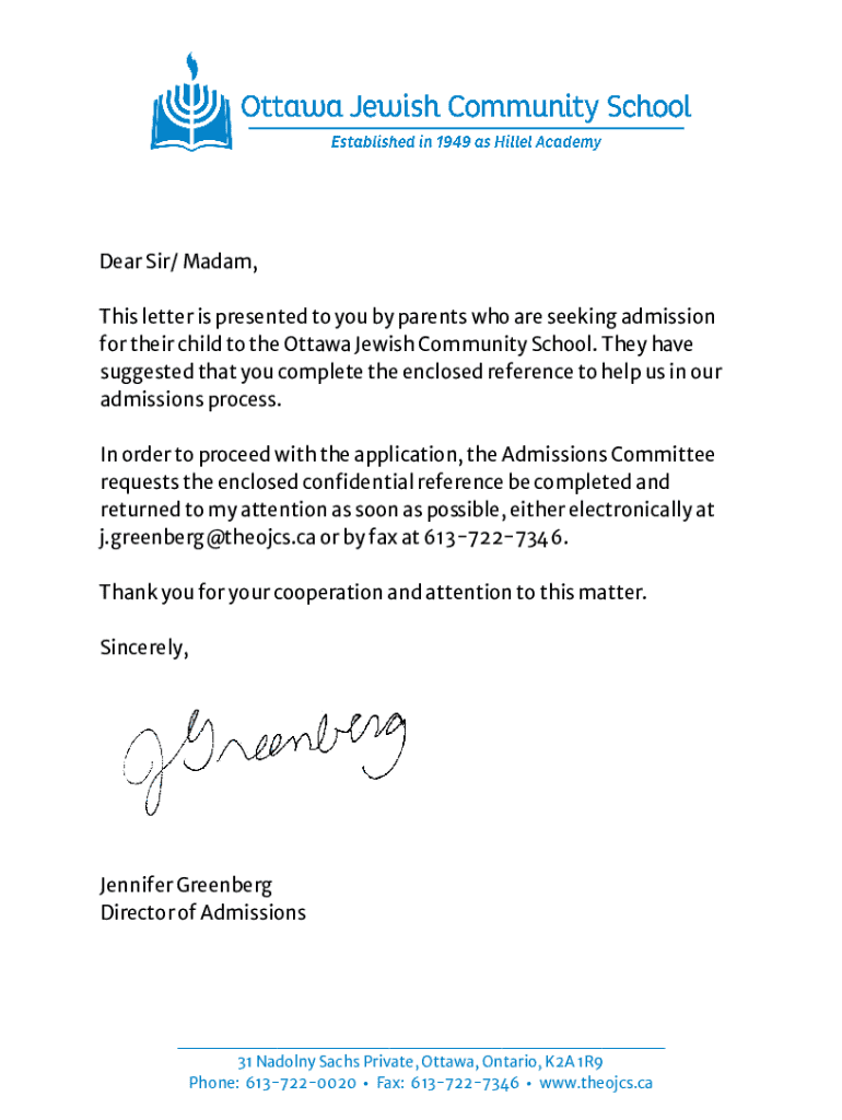 Fillable Online Dear Sir/ Madam, This letter is presented to you by parents who ... Fax Email ...