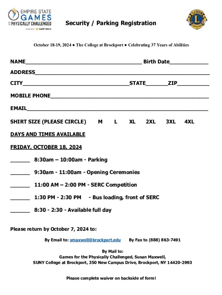 Fillable Online 2024 Security Volunteer Registration for Empire State ...