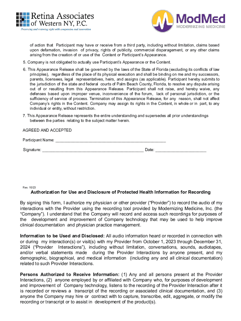 Fillable Online Modmed Ai Scribe Pilot Program: Patient Participation in 2023 Fax Email Print ...