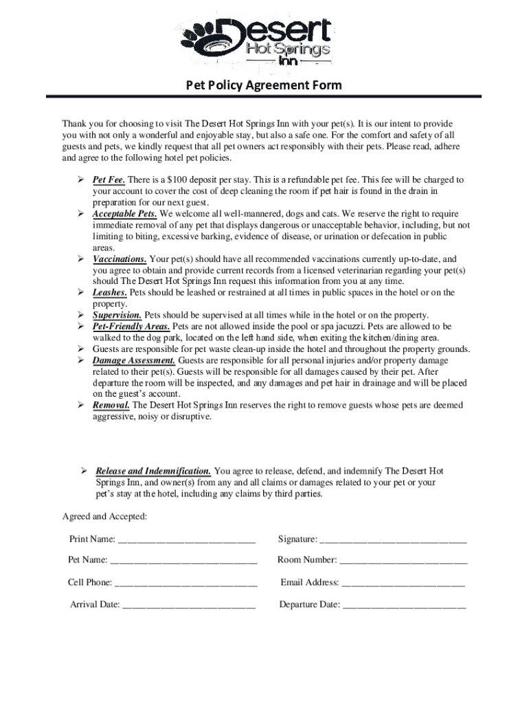 Fillable Online Download and sign our pet agreement here. Fax Email ...