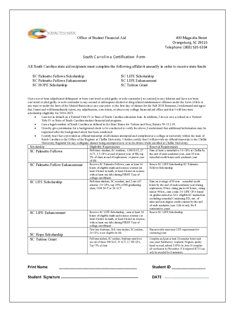 Fillable Online (803) 535-5383 - South Carolina Certification Form Fax ...