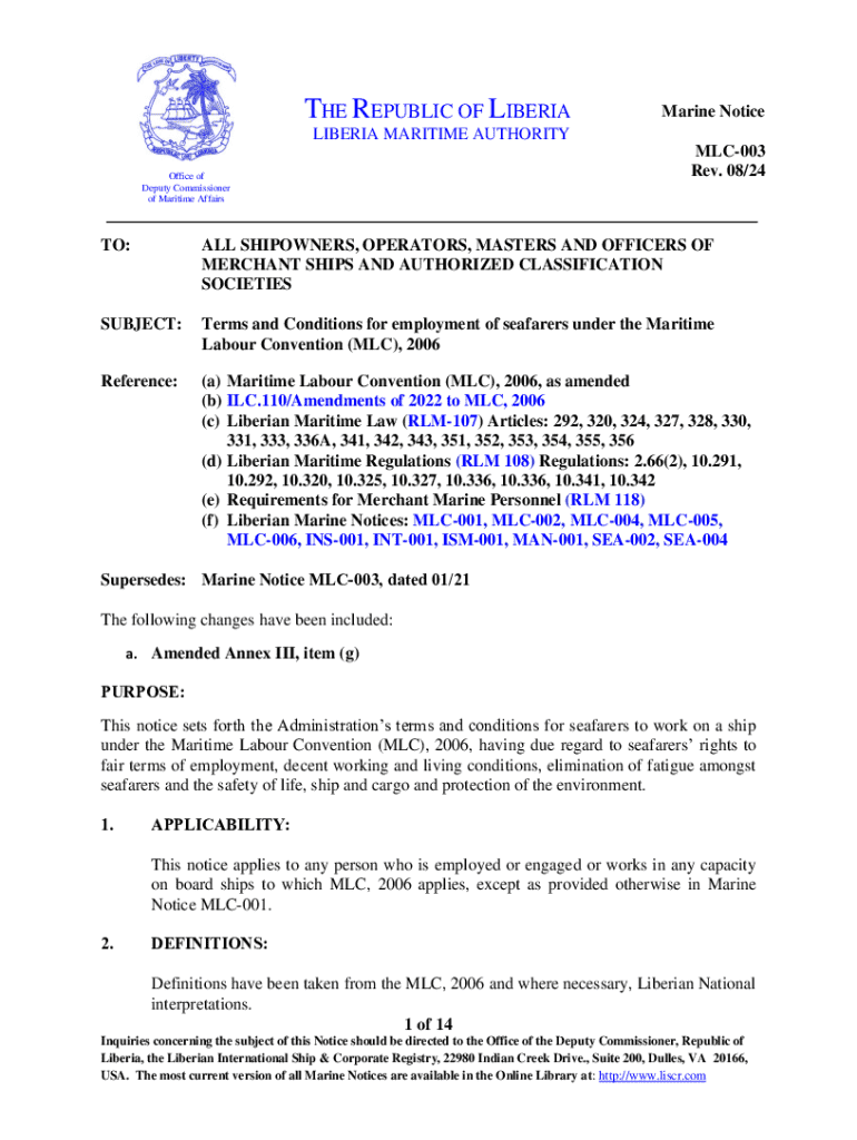 Fillable Online Terms and Conditions for Employment of Seafarers Under ...