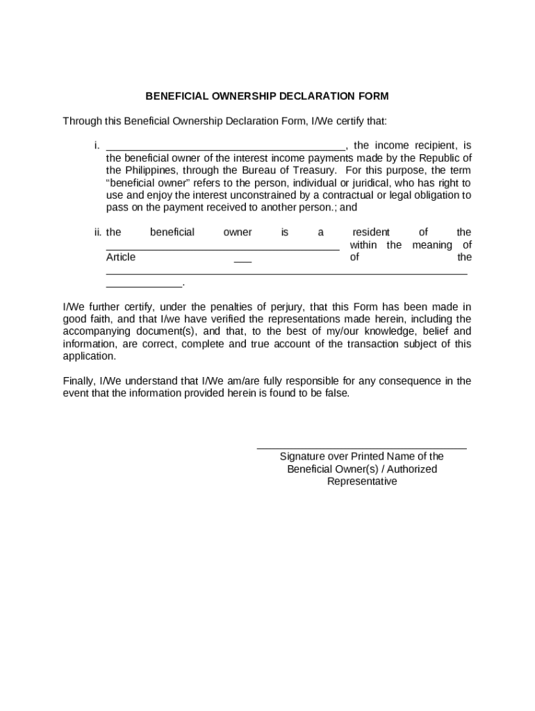 BIR Beneficial Ownership Declaration Doc Template | pdfFiller