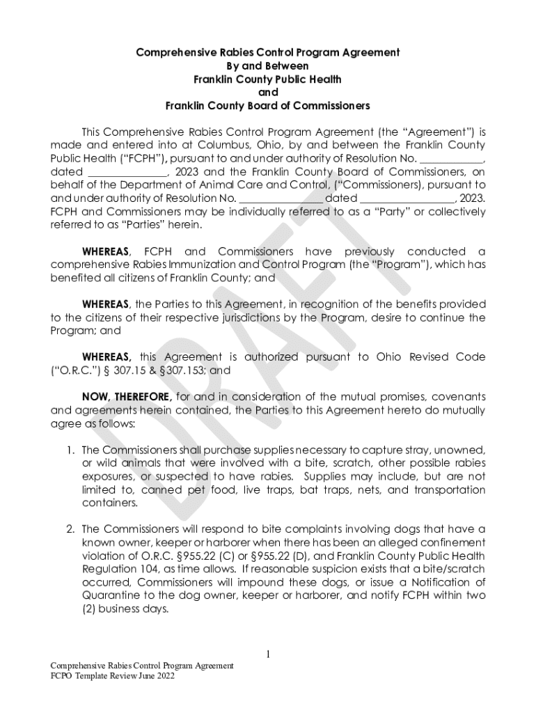 Fillable Online Comprehensive Rabies Control Program Agreement Fax ...