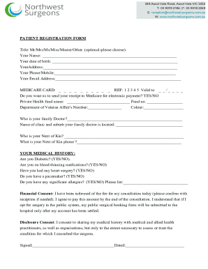 Fillable Online Patient Registration Form - North West Surgeons 2023 Fax Email Print - pdfFiller