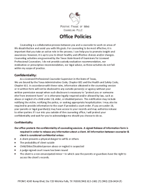 Fillable Online Office Policies for Counseling Services - 2023 Fax ...