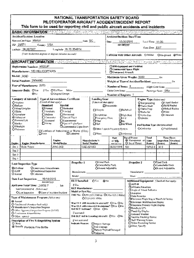 Fillable Online National Transportation Safety Board Aircraft Incident ...