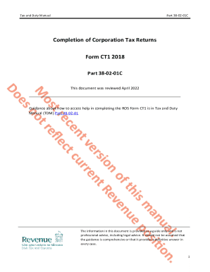 Fillable Online Completion of Corporation Tax Returns - Form Ct1 2018 ...