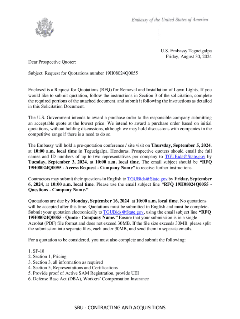 Fillable Online Request for Quotations number 19H08024Q0040 Pre Fax Email Print - pdfFiller