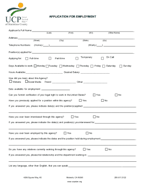 Fillable Online Ucp Employment Application 2023 - United Cerebral Palsy ...