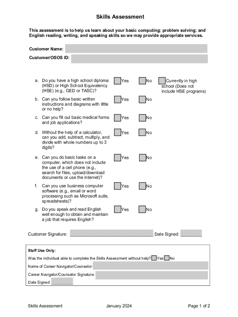 Fillable Online Skills Assessment 2024: Evaluating Basic Computing and ...