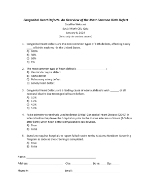 Fillable Online Congenital Heart Defects Overview Quiz 2024 - Common ...