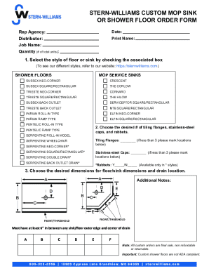 Fillable Online Stern-williams Custom Mop Sink and Shower Floor Order ...