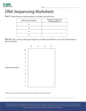 Fillable Online Dna Sequencing Worksheet 2018 - Dideoxynucleotide Base ...