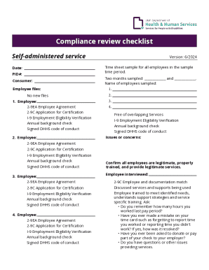 Fillable Online 2024 Compliance Review Checklist for Employee ...