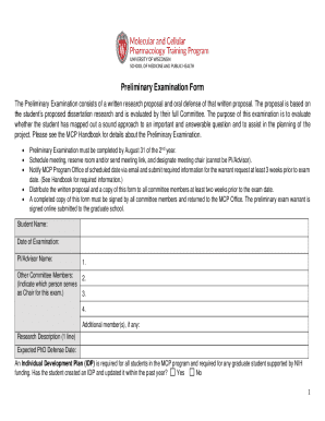 Fillable Online Preliminary Examination Form 2023: Evaluation of Phd ...