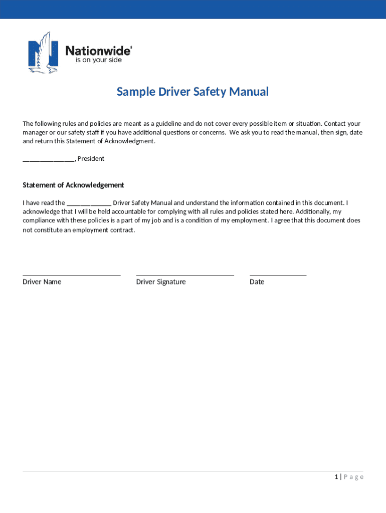 Sample Motor Vehicle Safety Manual - Berkley Technology Doc Template ...