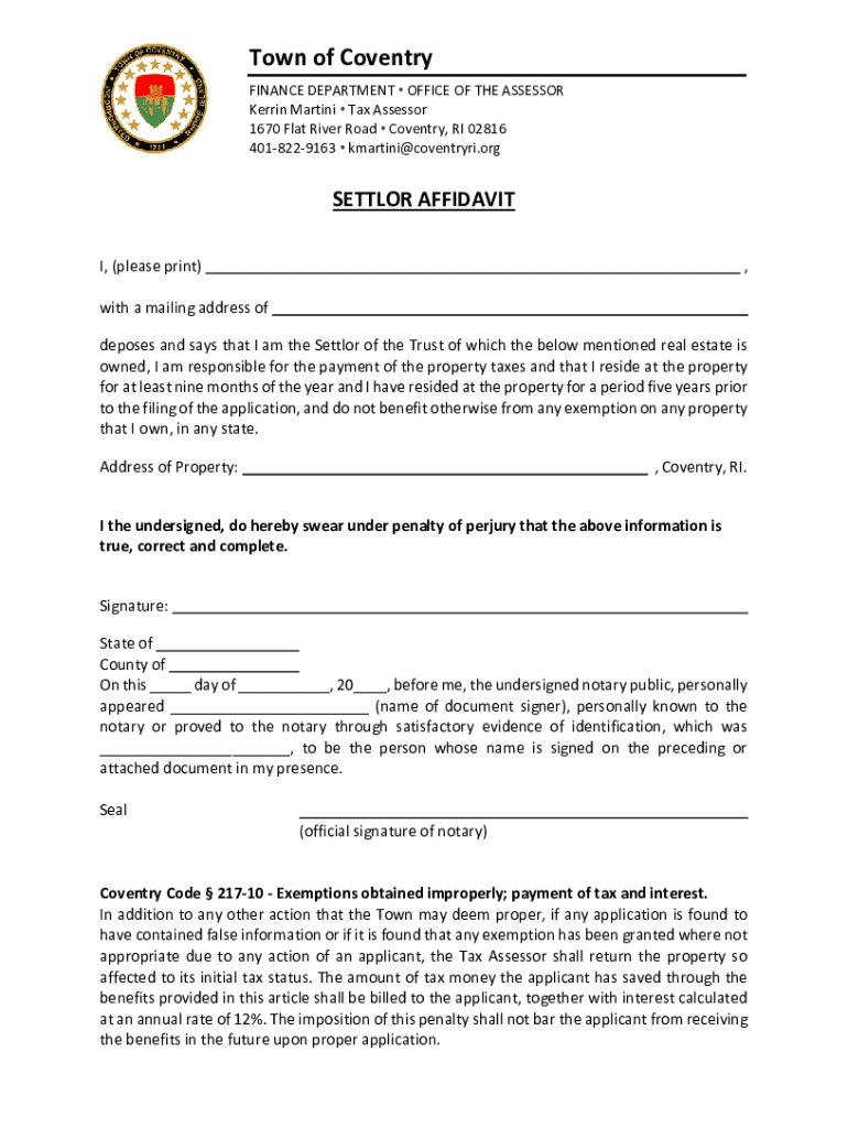 Fillable Online SETTLOR\'S AFFIDAVIT.docx Fax Email Print - pdfFiller