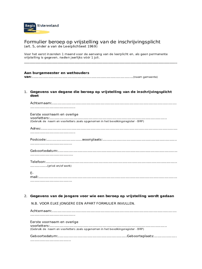 set-van-2-ulieren-ivm-verzoek-vrijstelling- ... Doc Template | pdfFiller